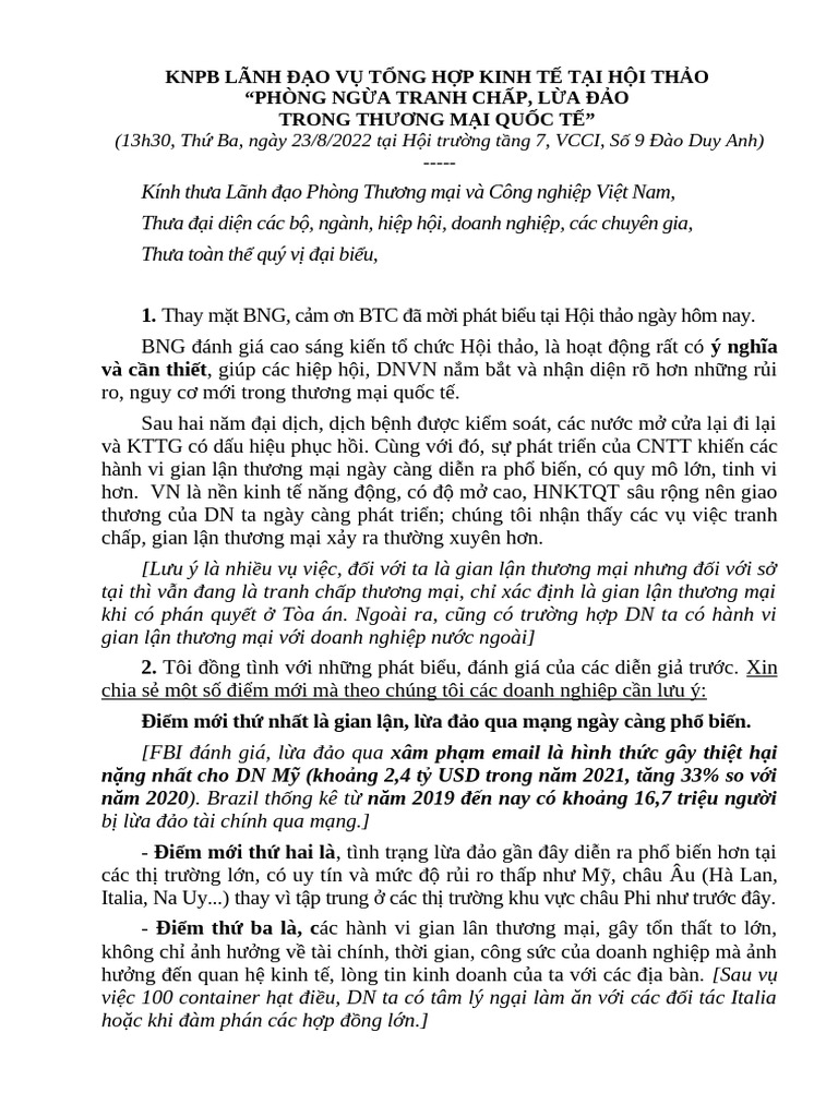 MR - Dang Khanh Linh - Pho Vu Truong Vu Tong Hop Kinh Te - Bo Ngoai Giao | PDF