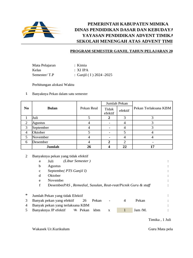 Prosem Kelas Xi | PDF