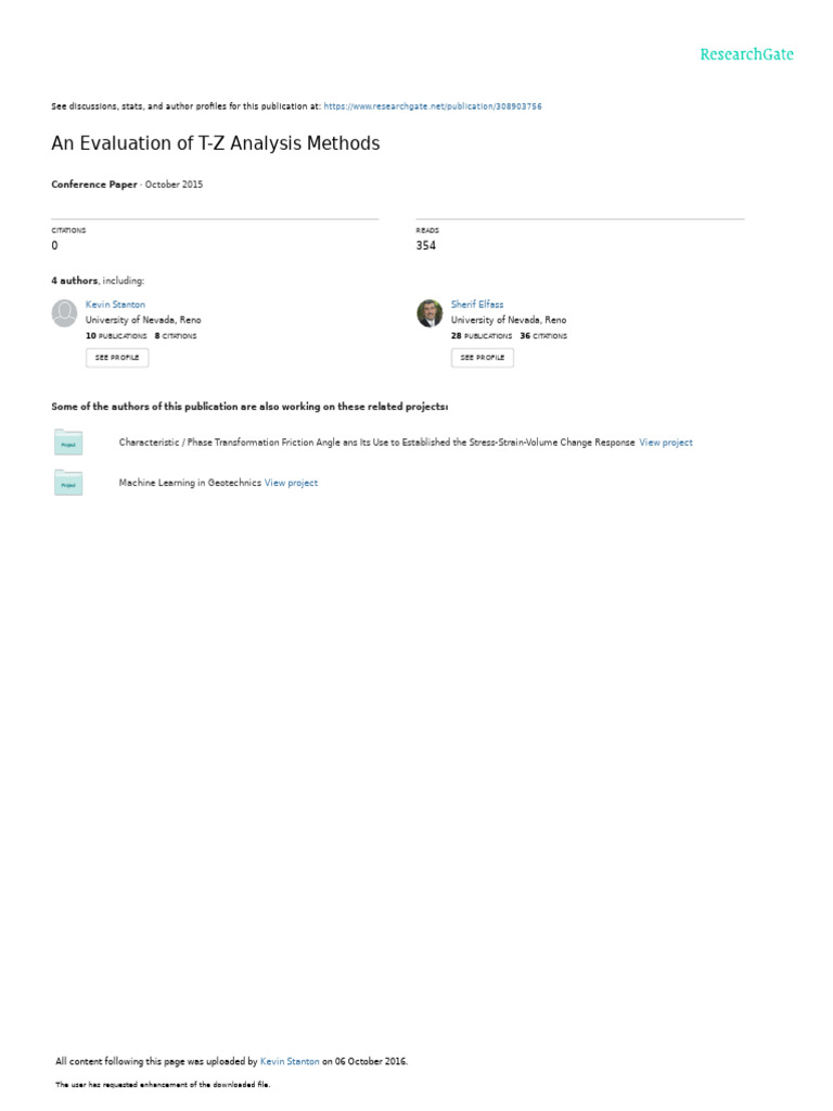 An Evaluation of T-Z Analysis Methods | PDF