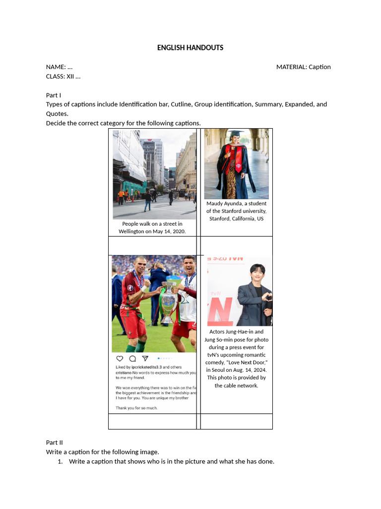 ENGLISH HANDOUTS Caption (AutoRecovered) | PDF