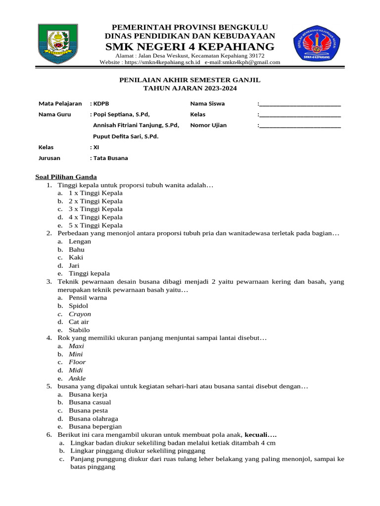 Soal Uas Xi TB | PDF