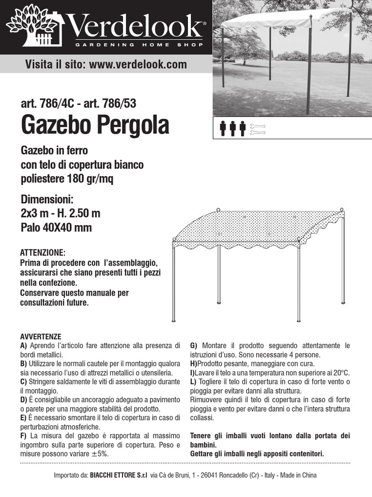 Gazebopergola Istruzionidimontaggio | PDF