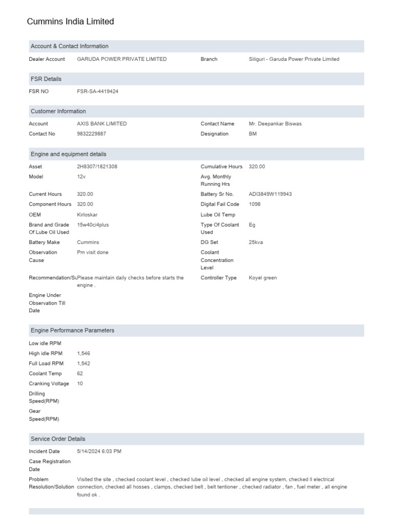 Cummins India Limited: Account & Contact Information | PDF