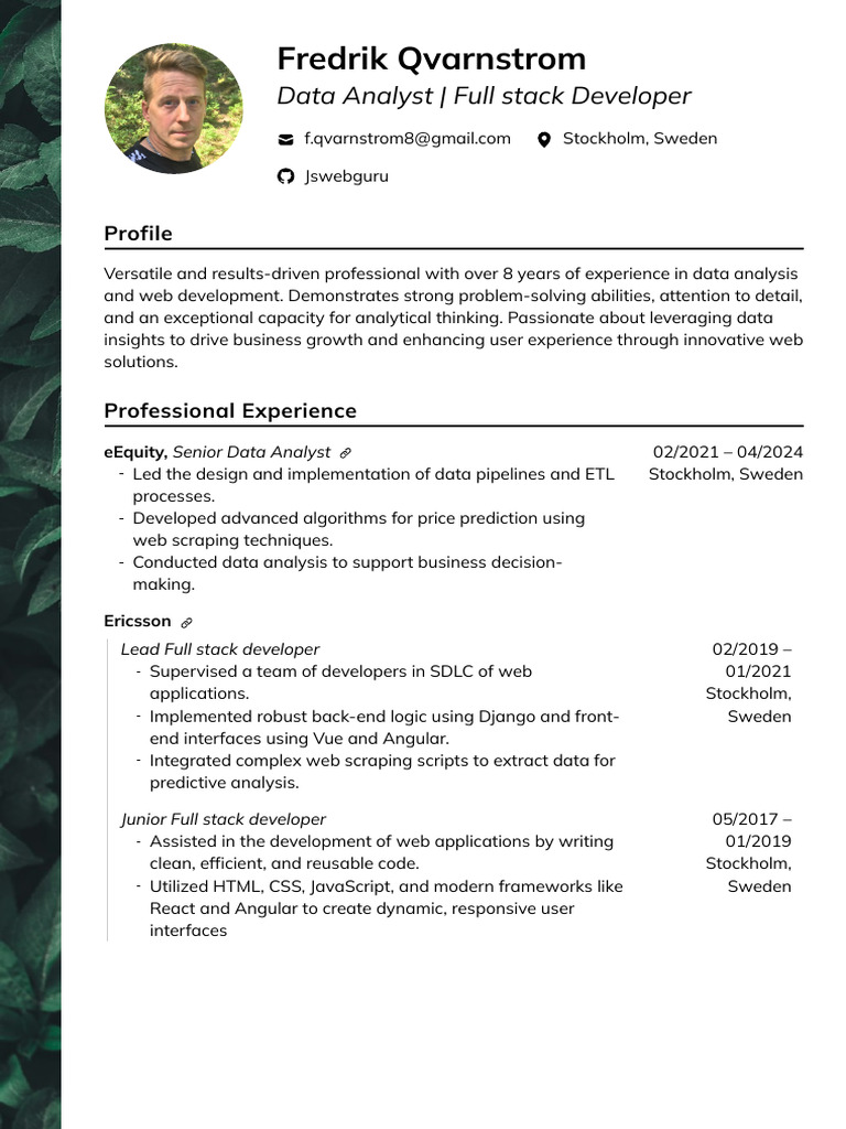 Fred Resume Photo | PDF
