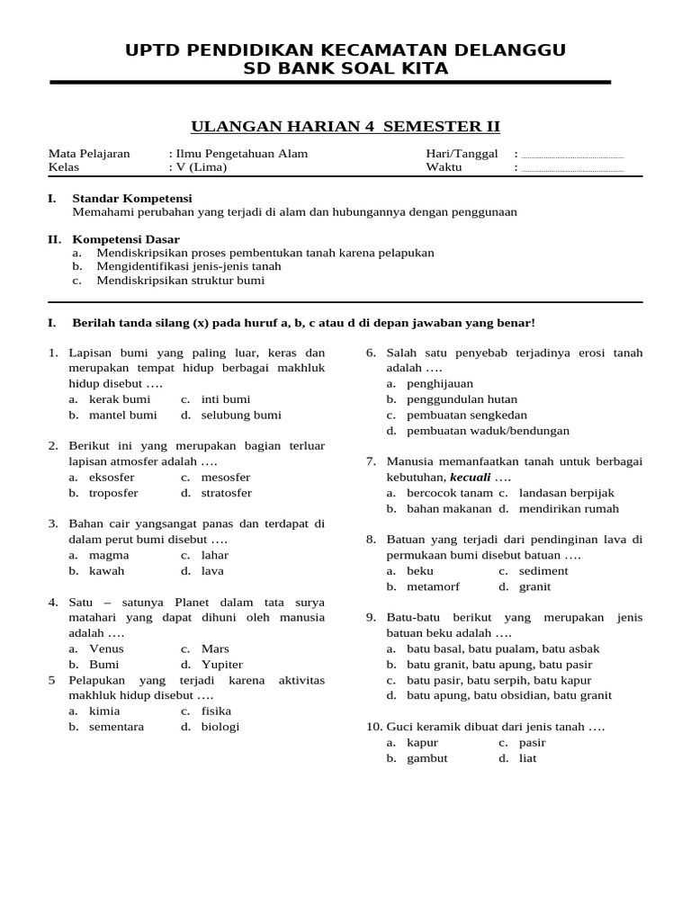 Uh4 Ipa Kelas V | PDF