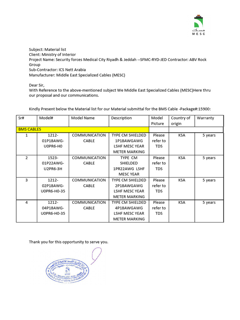 6-Material List | PDF