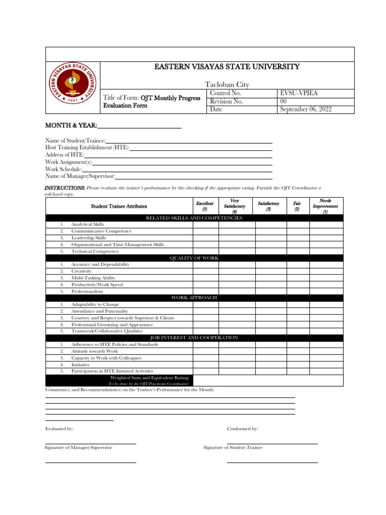 Progress Evaluation Form | PDF