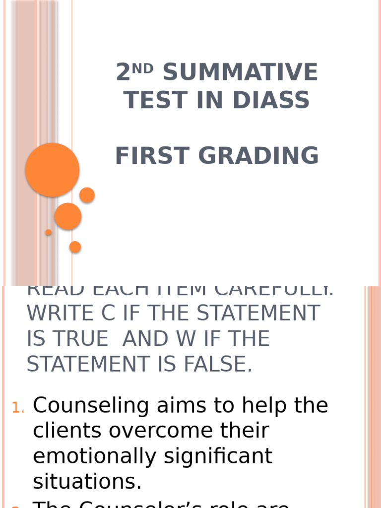 2nd Summative Test in Diass | PDF | Nonverbal Communication | Human ...