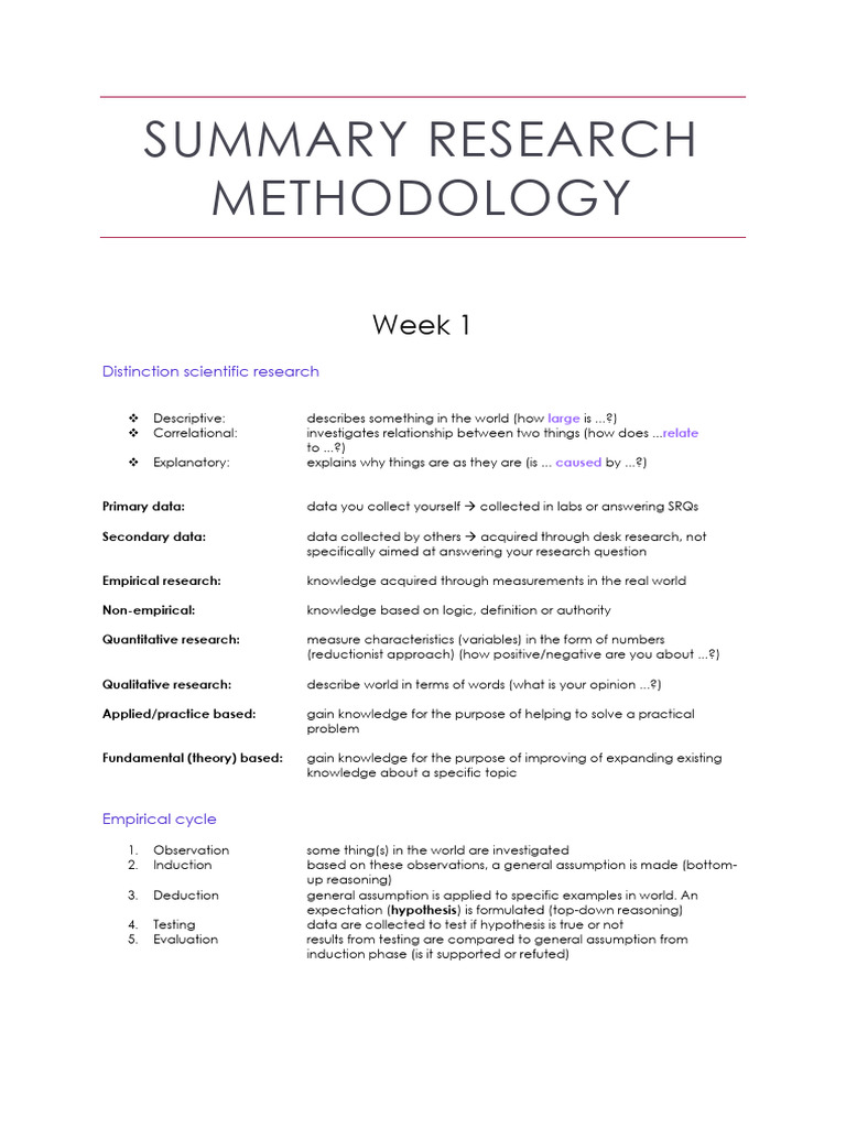 Summary Research Methodology | PDF