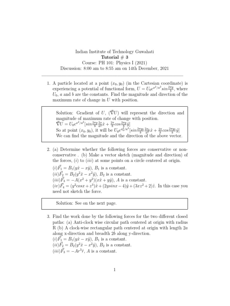 Tutorial 03 Solution For Students | PDF