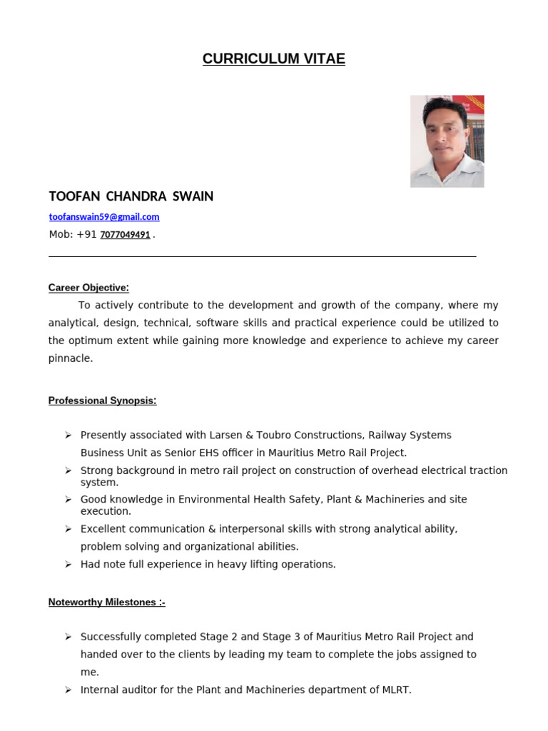Toofan Chandra - CV | PDF
