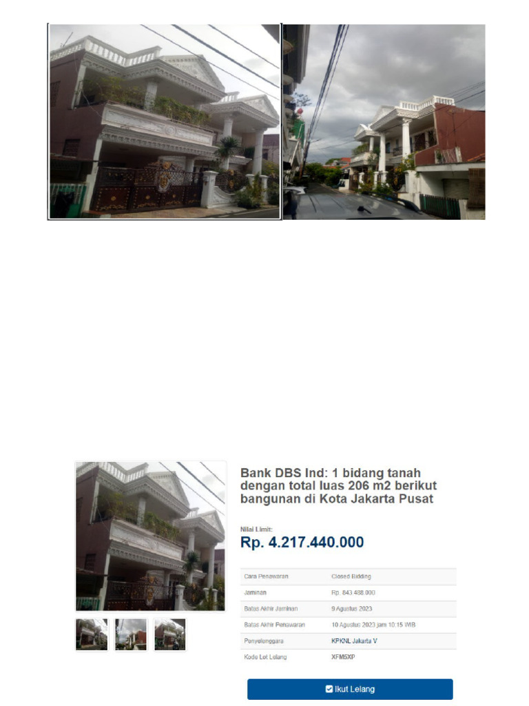 Lelang Rumah Bu Dian Haerani, Luas 206 M2 | PDF