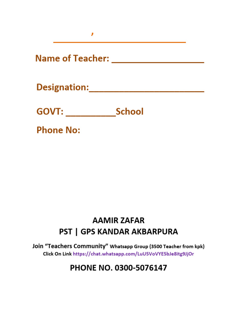 Teachers' Lesson Plans Diary | PDF