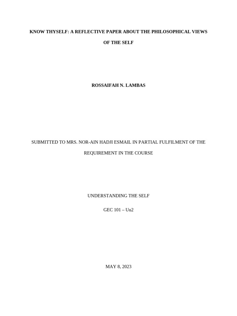 101- Reflection Paper | PDF