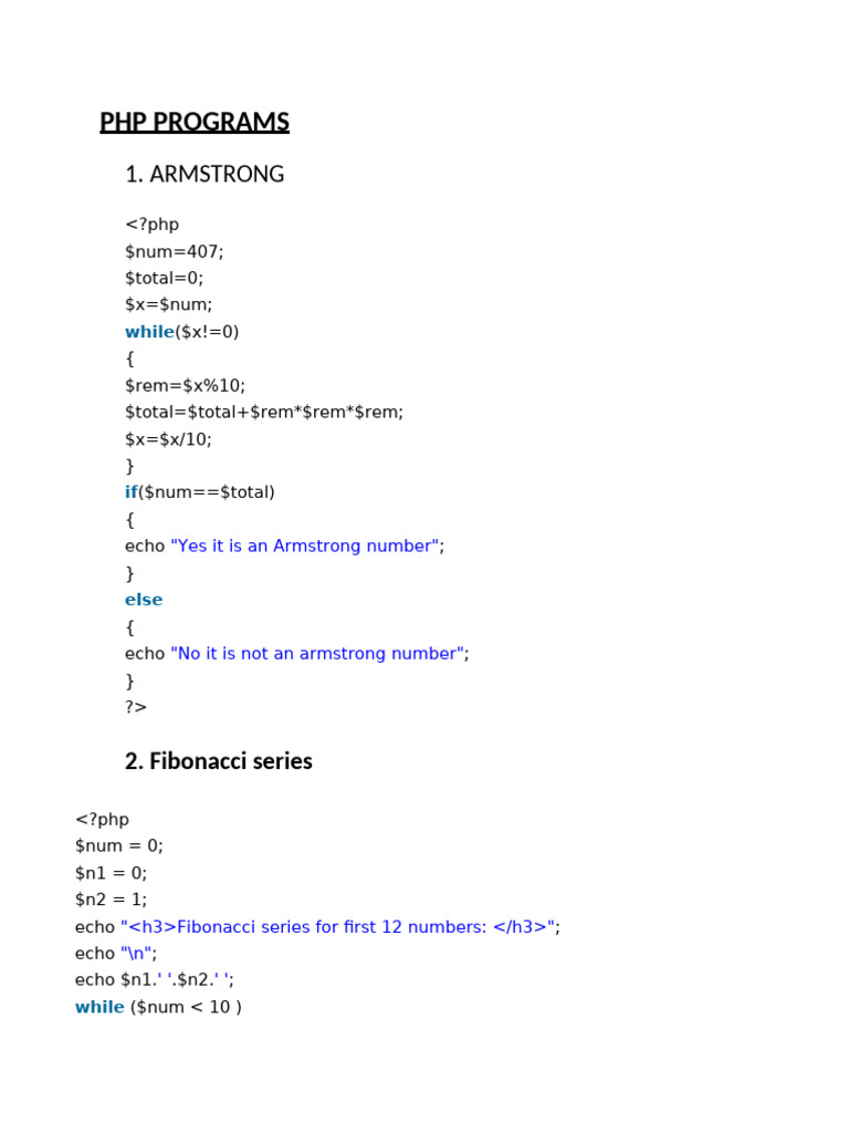 PHP Programs | PDF PHP Programs | PDF