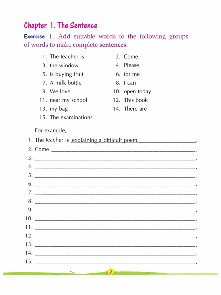 Class 4 English Grammar Chapter 1 Exercises | PDF