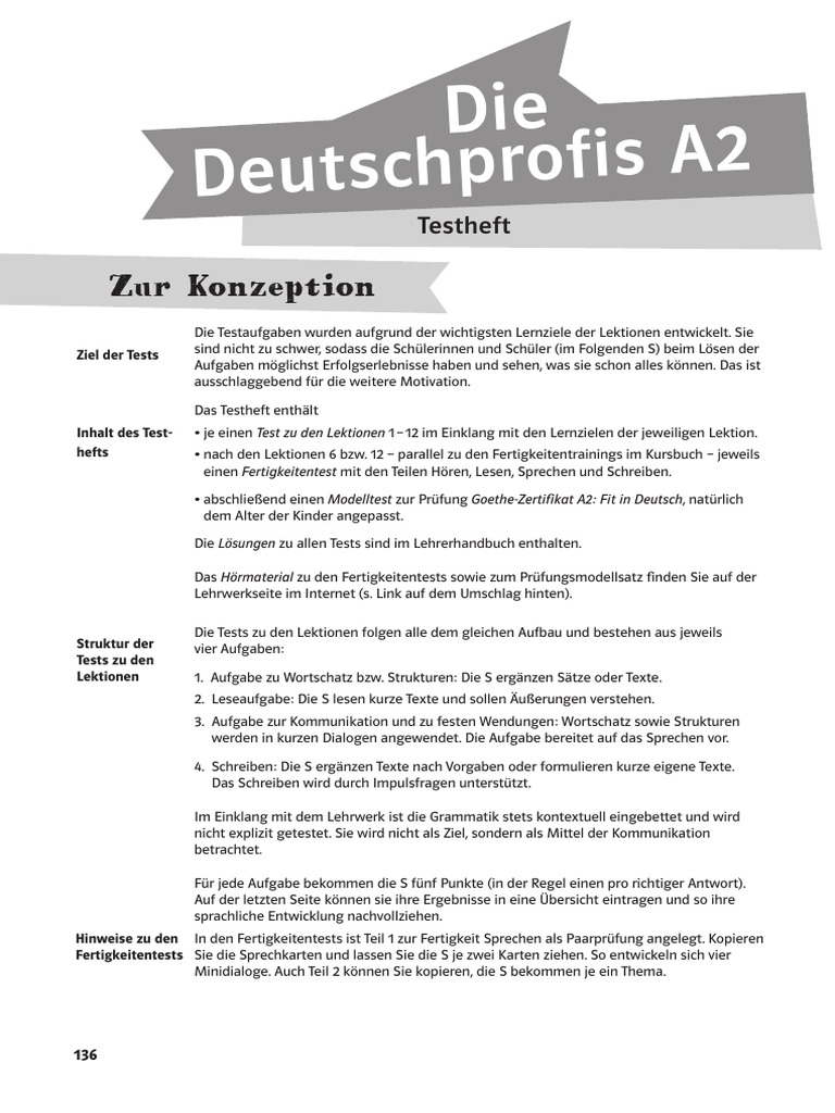 6.-7.klassen Deutschprofis A2 Testheft | PDF