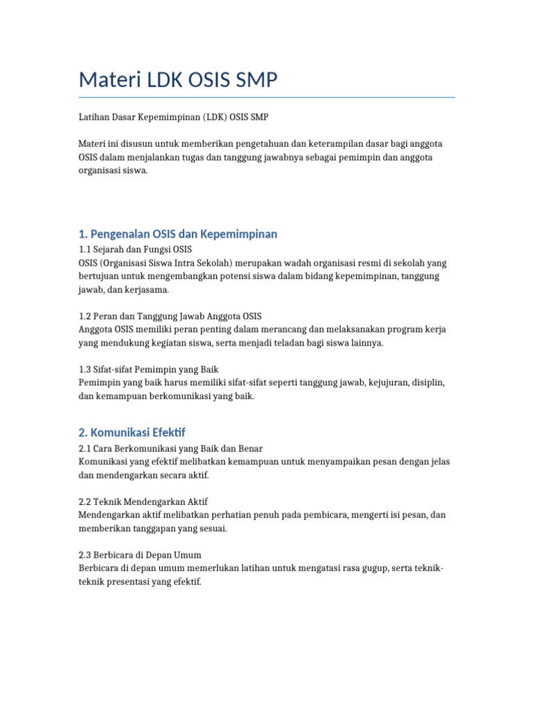 Materi LDK OSIS SMP | PDF