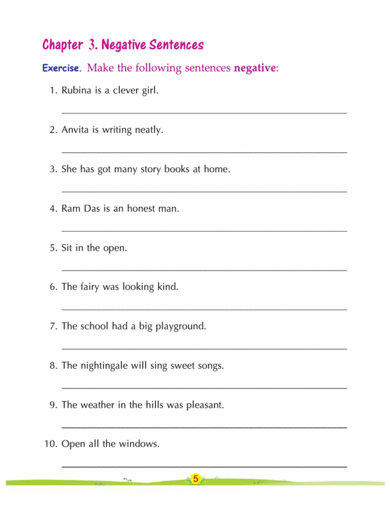Negative Sentence Transformation Exercise | PDF