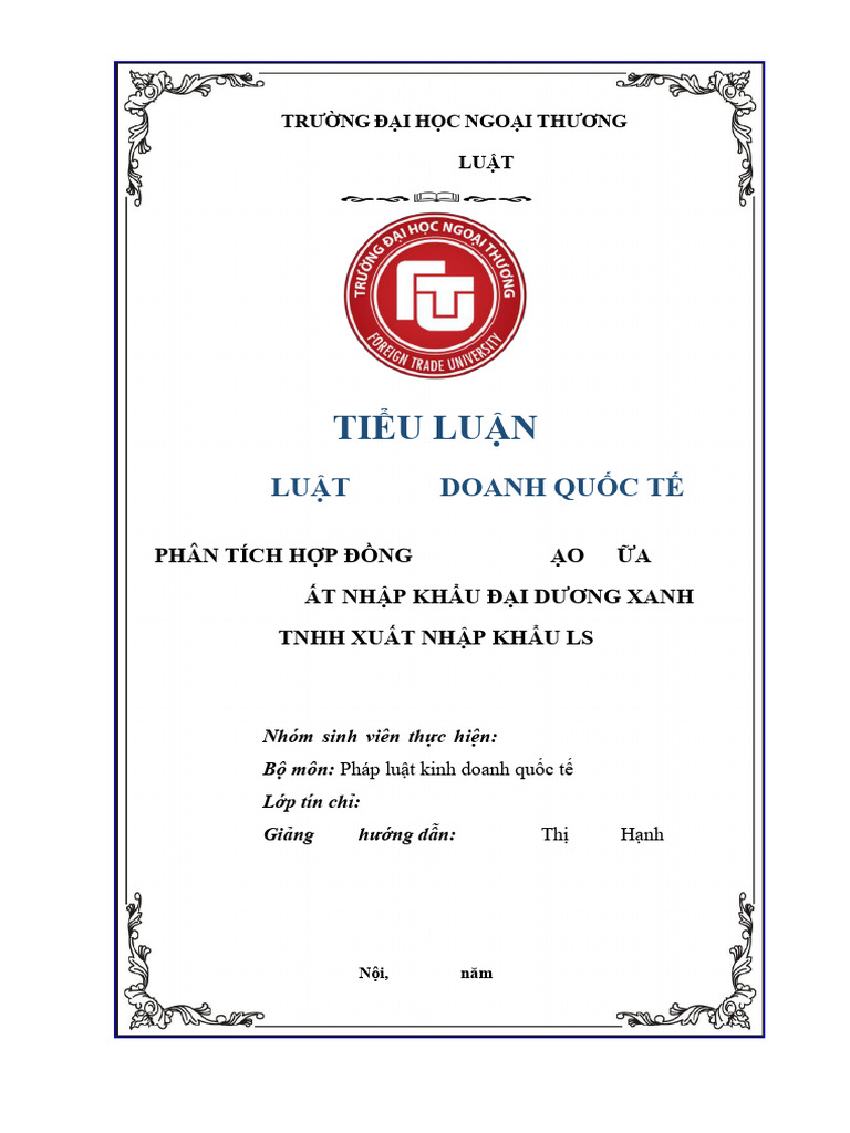 (Giữa Kì) (Nhóm 1) Tiểu Luận PLKDQT | PDF