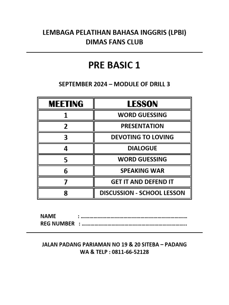 Pre Basic 1: Meeting Lesson | PDF