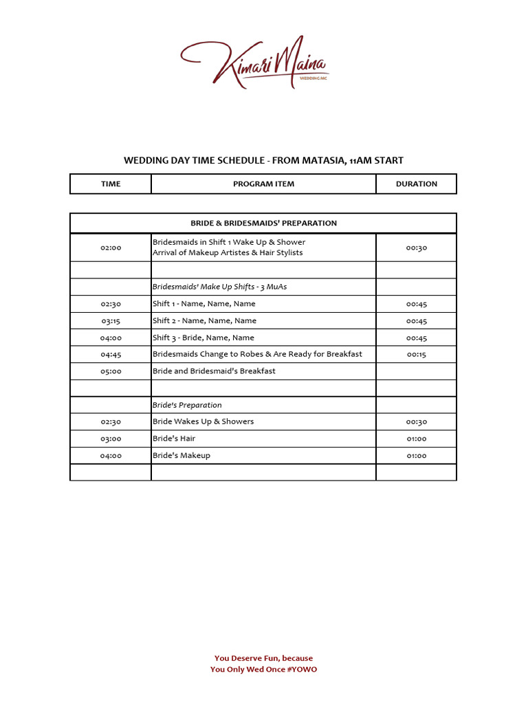 Program - Mark and Nelly | PDF