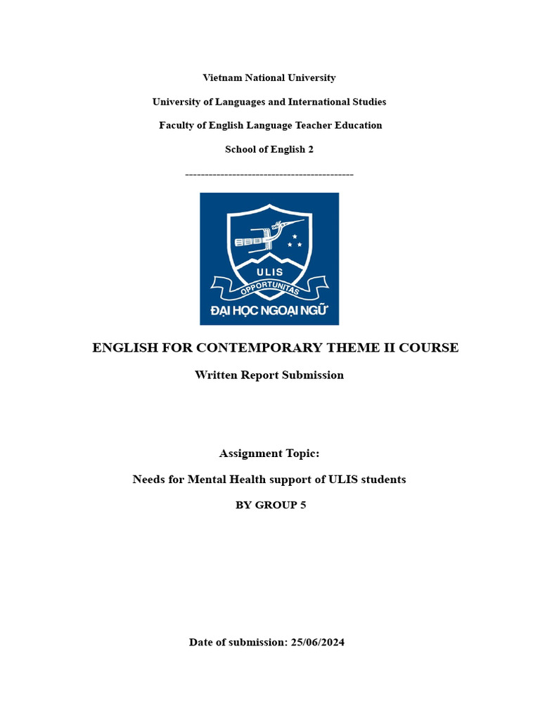 Needs of ULIS Students For Mental Health Support | PDF