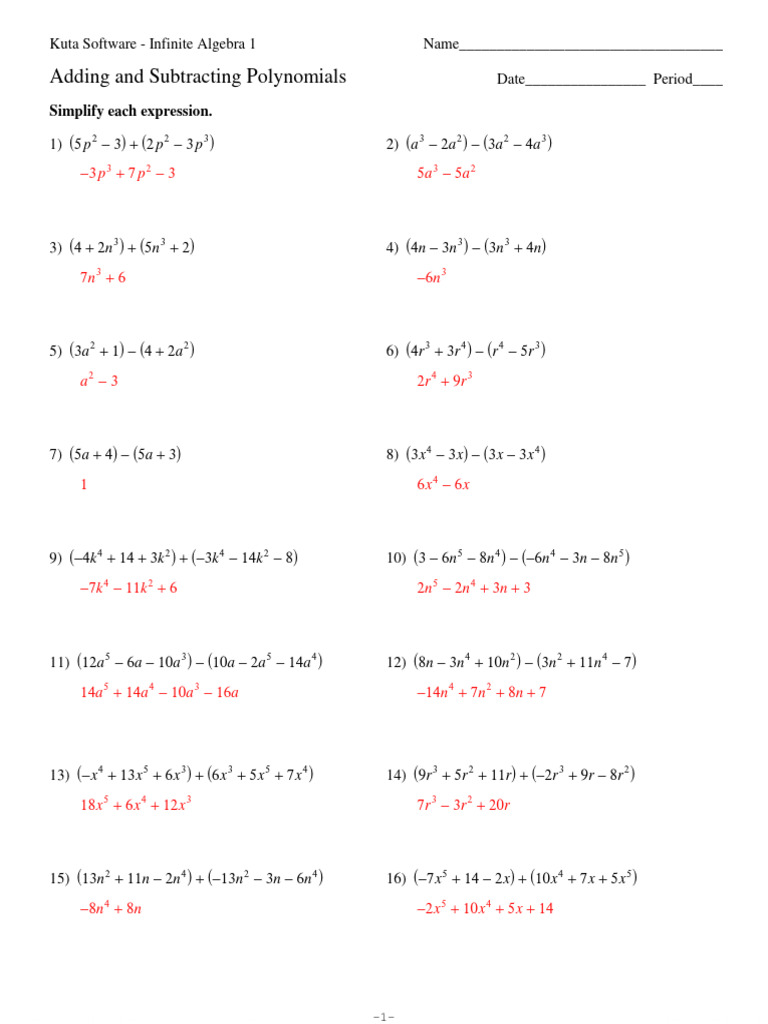 Adding+Subtracting Polynomials | PDF | Mathematics | Algebra