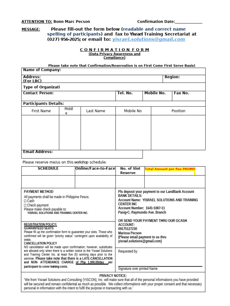 Confirmation Form DPA | PDF