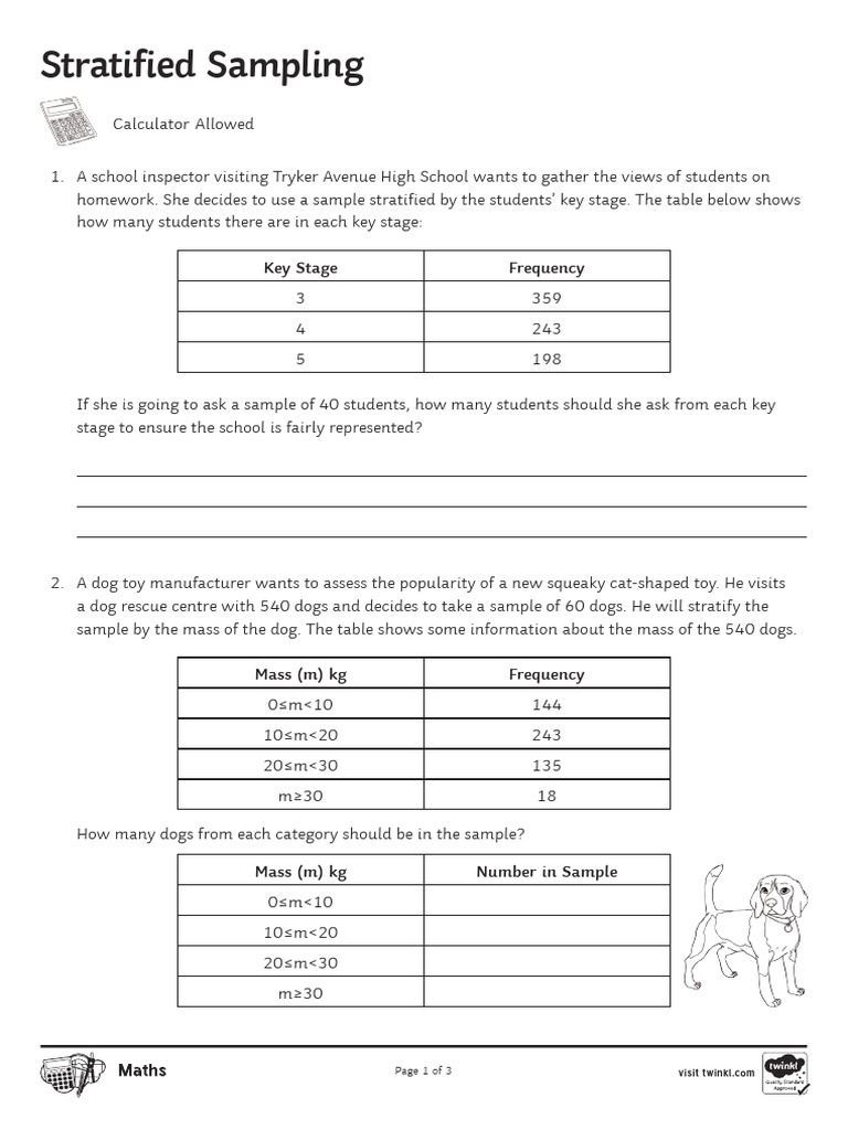 Stratified Sampling Activity Sheet | PDF