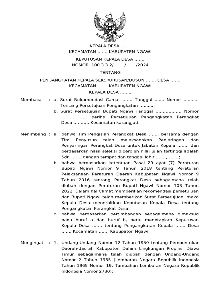 Contoh Draf SK Hasil Penjaringan & Penyaringan | PDF
