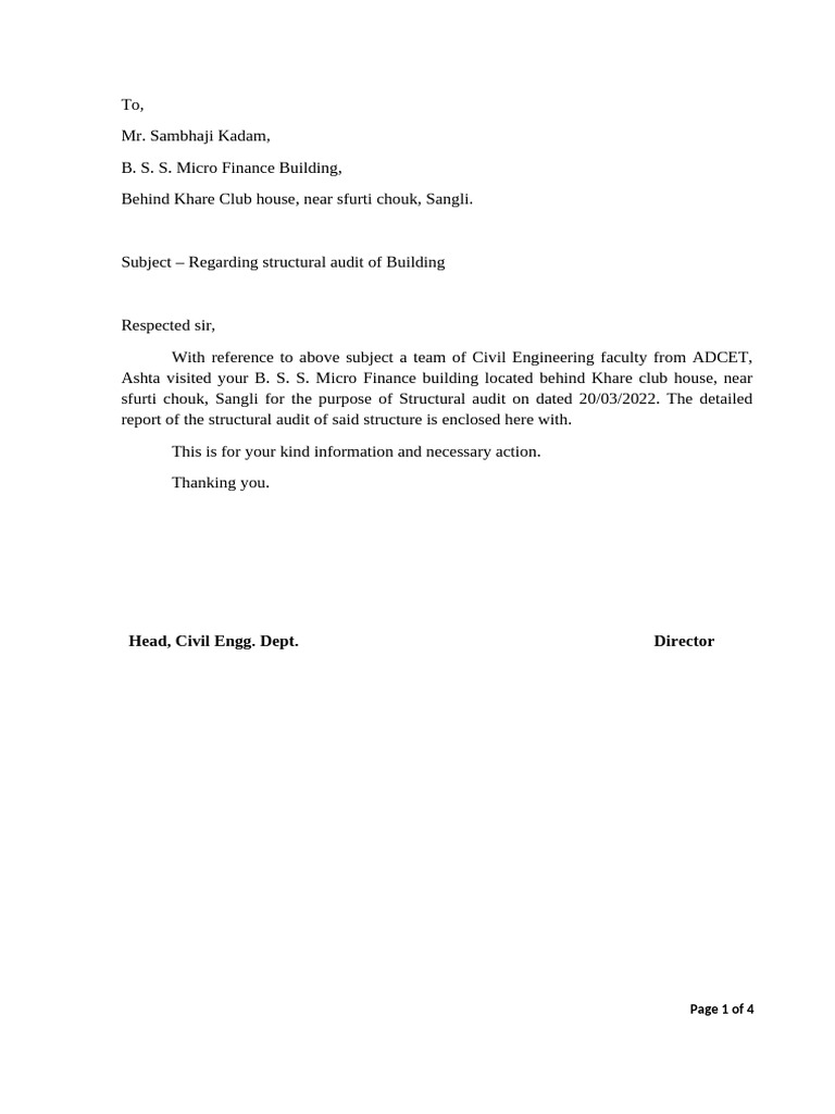 Structural Audit Report - Kadam | PDF