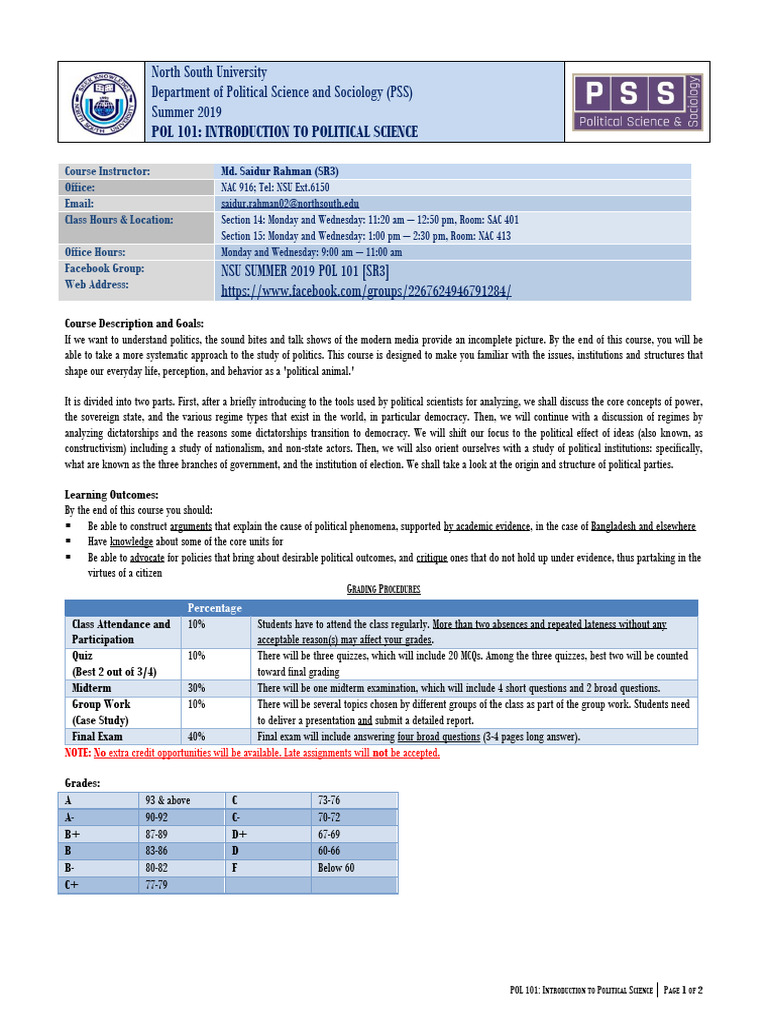 POL 101 - Introduction To Political Science - SR3 (Fall2019) | PDF
