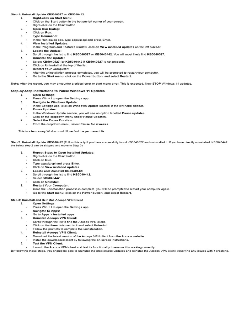 Workaround_ Accops Client Issue After Windows update | PDF Workaround_ Accops Client Issue After Windows update | PDF