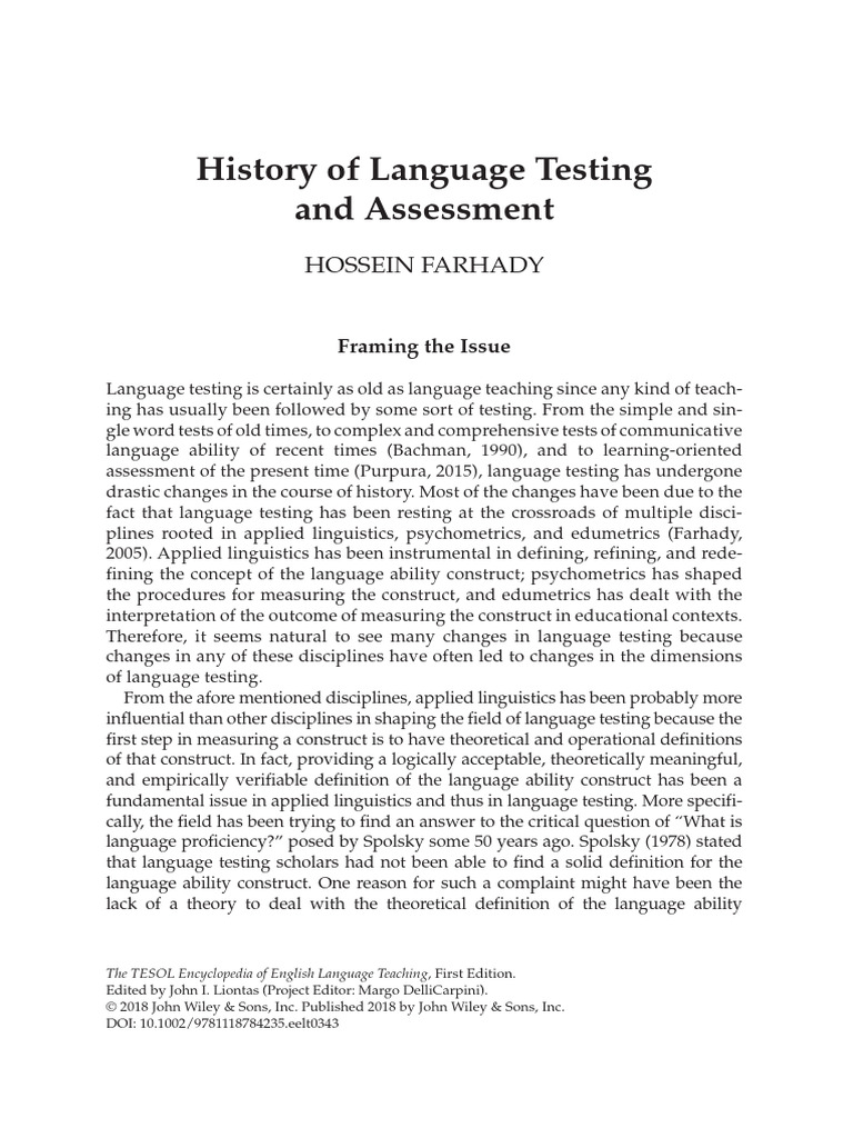 History of Language Testing and Assessme | PDF