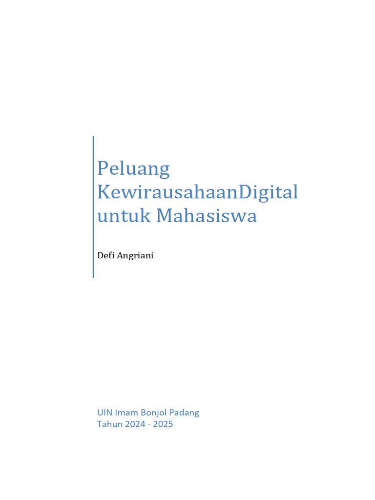 Peluang Kewirausahaan Digital Untuk Mahasiswa, Defi Angriani | PDF