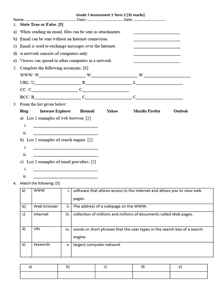 Grade 7 Assessment 1 Term 2 | PDF