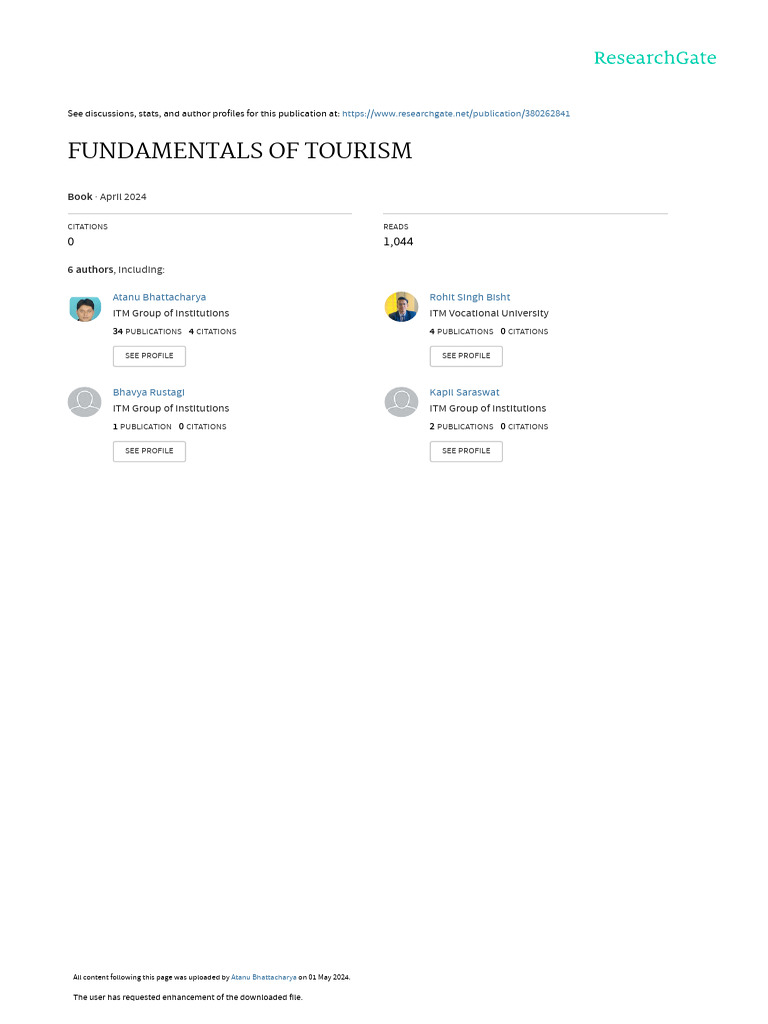 Basics of Tourism | PDF