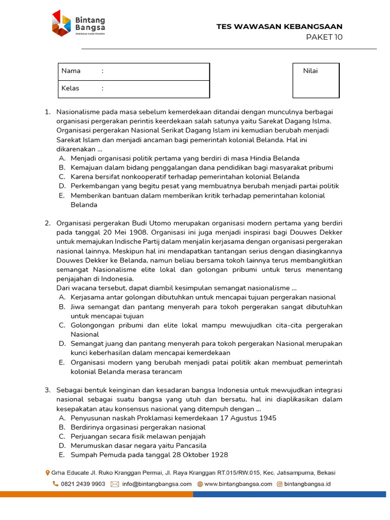 LATSOL TWK 10 Siswa | PDF