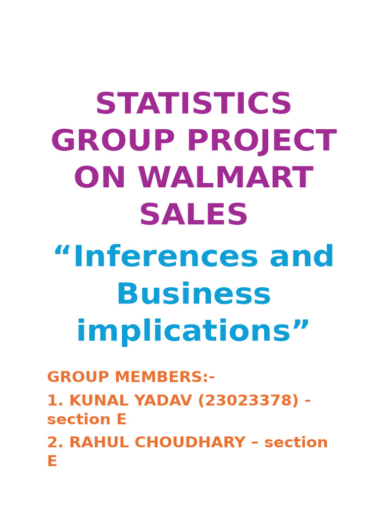 Business Statistics Project Explanation | PDF