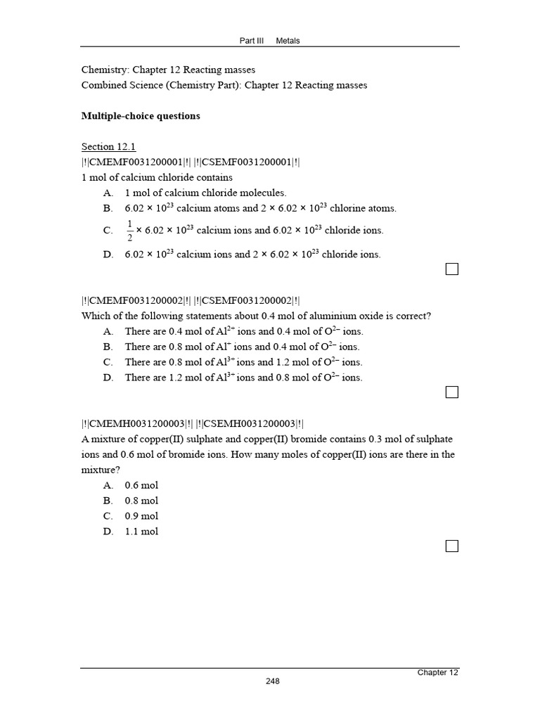 Chapter 12 Multiple-Choice Questions (Student) | PDF