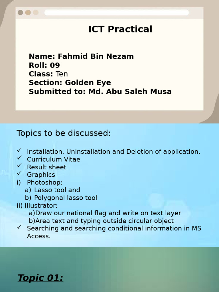 ICT Practical Roll 09 10 G | PDF