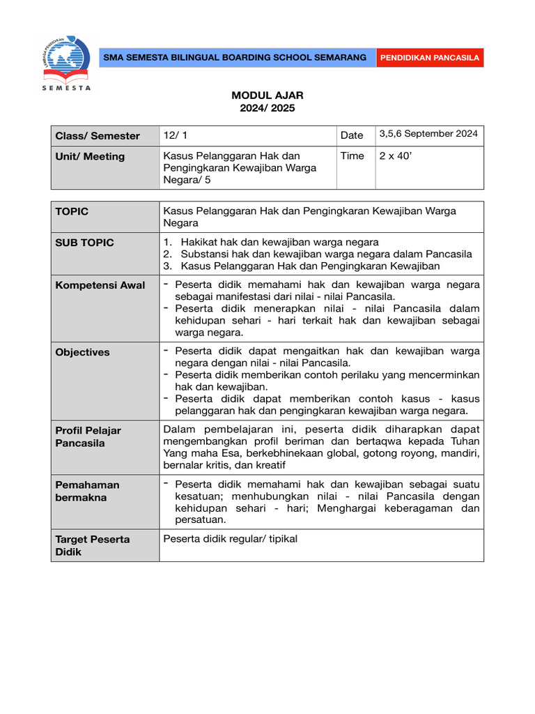 Modul Ajar - 12 - Bab 2 - Pertemuan 5 | PDF