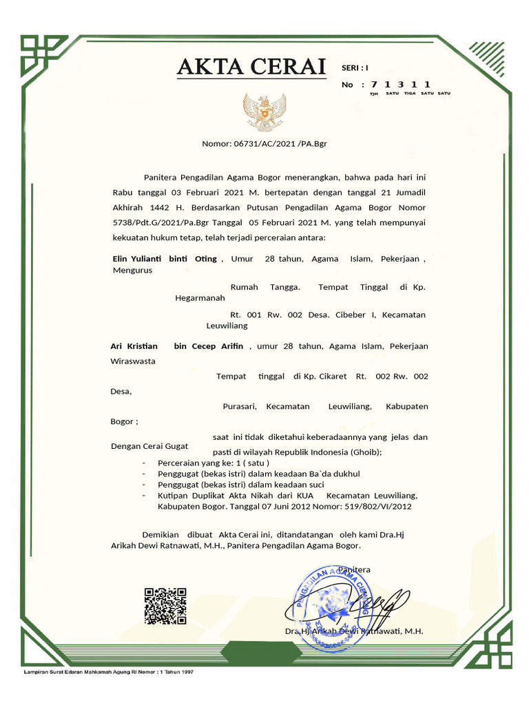 Akte Cerai | PDF