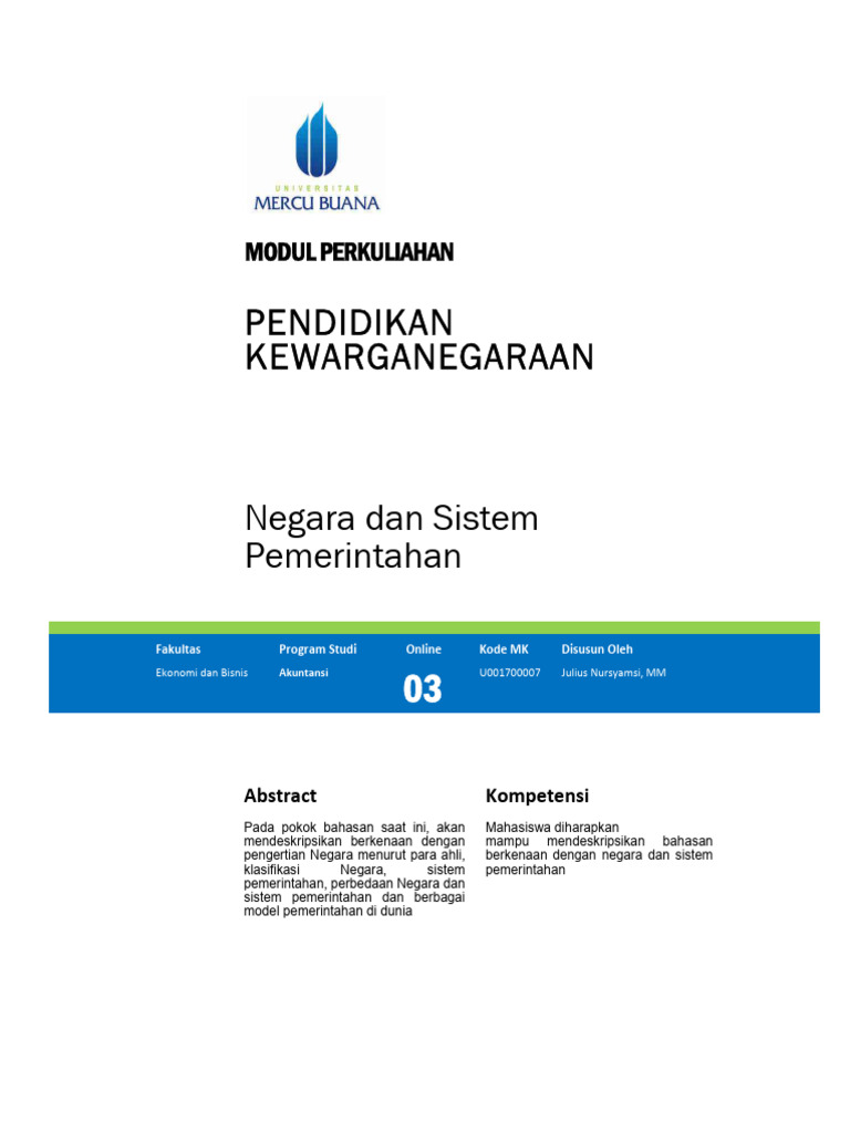 2020 KWG M03 Negara Dan Sistem Pemerintahan | PDF
