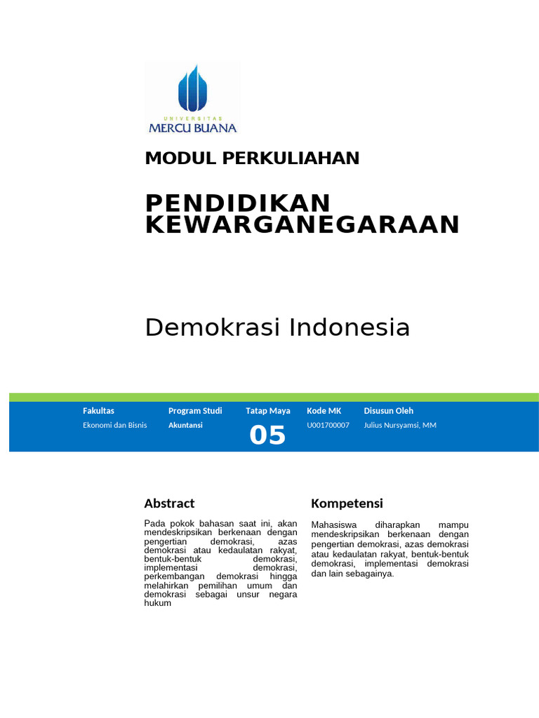 2020 KWG M05 Demokrasi Indonesia | PDF