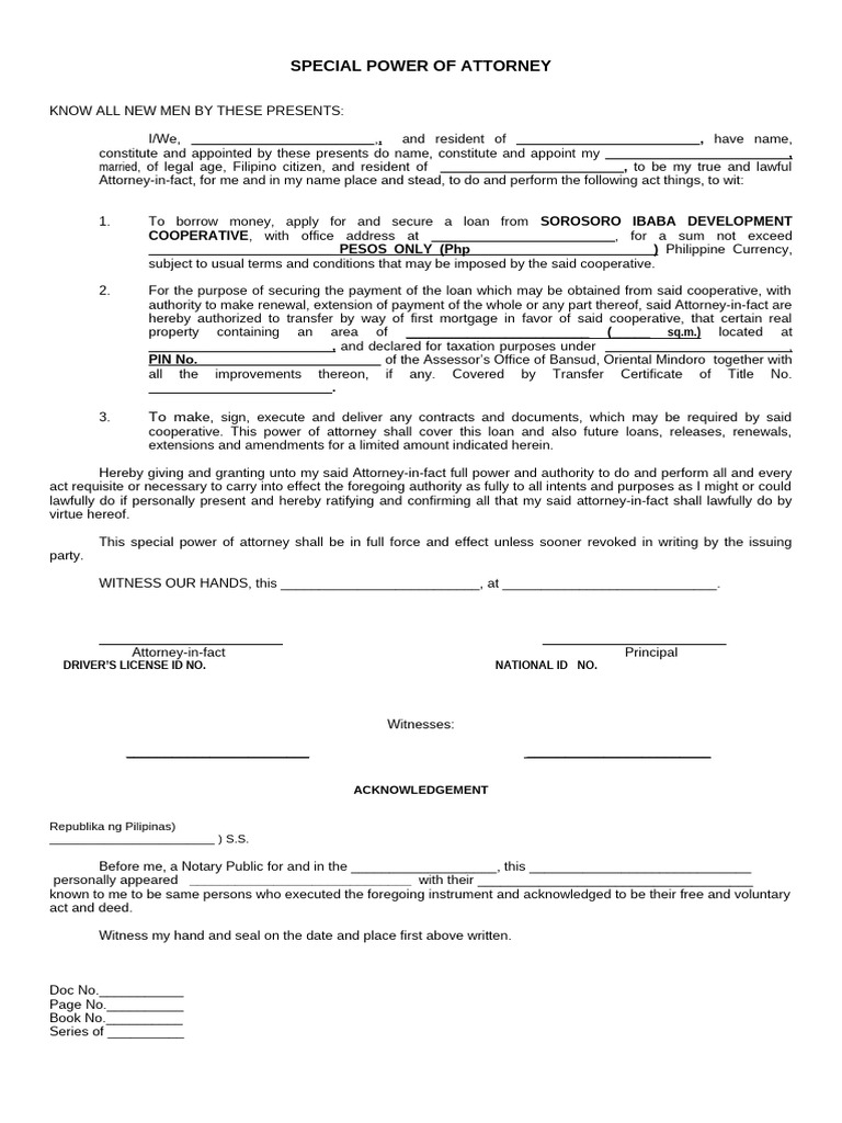 Special Power of Attorney: To Mak | PDF