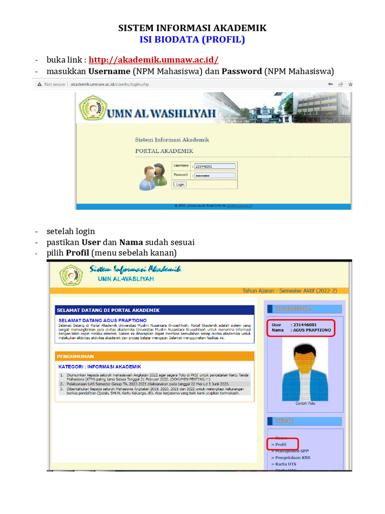 Sistem Informasi Akademik (SIAKAD) Ubah PROFIL | PDF