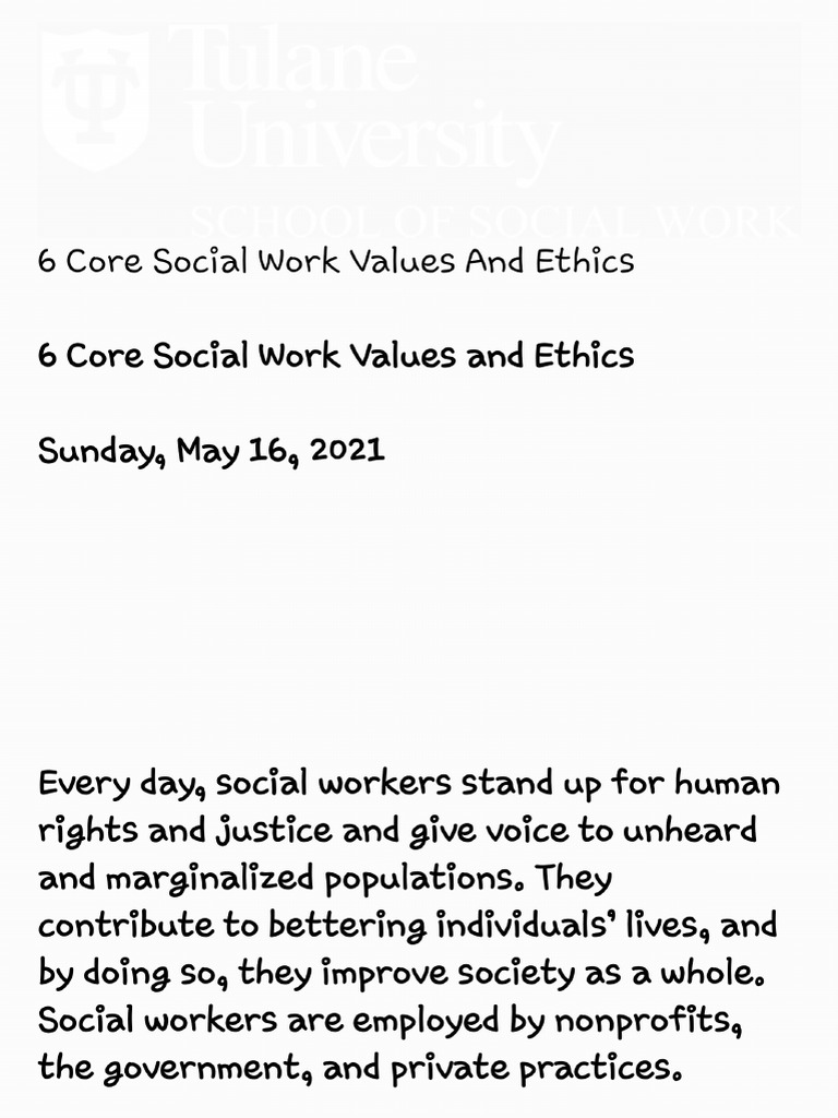 Social Work Values and Ethics | PDF