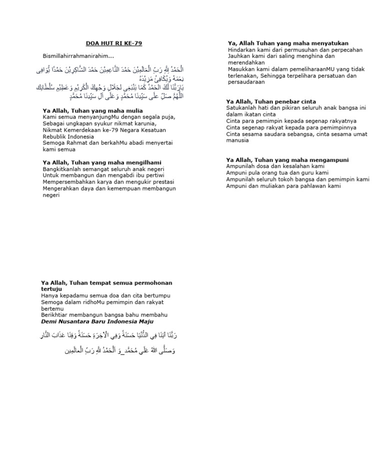 Doa Hut Ri Ke-79 2024 | PDF